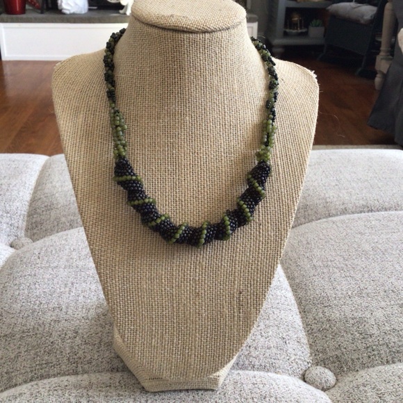 Handmade | Jewelry | Hand Beaded Green Spiral Necklace One Of A Kind ...